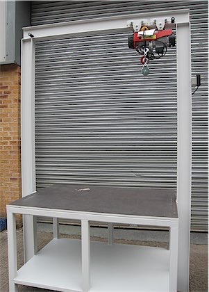 Heavy Duty Workbench with Electric Hoist (240Volt) - Acres Engineering